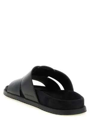 Dolce & Gabbana Calf Leather Slide Sandals - Black