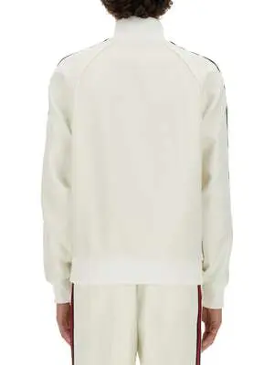 Gucci Zip-up Track Jacket With Striped Sleeves - White