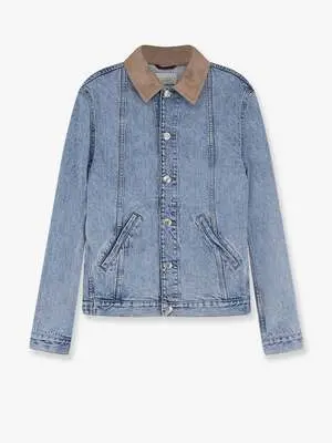 Brunello Cucinelli Denim Jacket With Suede Collar