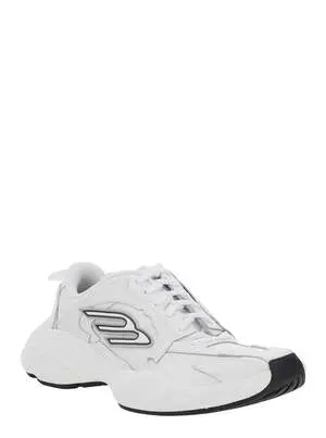 Balenciaga White Leather Low Top Sneakers With Logo Detail - Multicolor