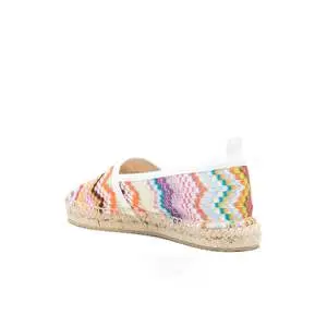 Missoni Multicolor Chevron Pattern Espadrille Slip-on Flats - White