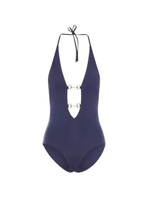 Gucci One-piece Swimsuit With Decorative Metal Clasps - Multicolor