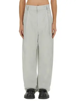 Bottega Veneta Silk And Cotton Wide Leg Trousers - Gray