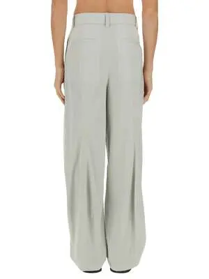 Bottega Veneta Silk And Cotton Wide Leg Trousers - Gray
