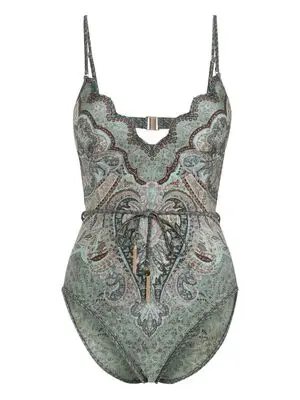 Zimmermann Wanderlust Scallop One-piece Swimsuit - Gray