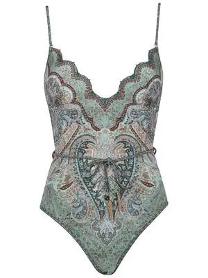 Zimmermann Wanderlust Scallop One-piece Swimsuit - Gray