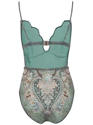 Zimmermann Wanderlust Scallop One-piece Swimsuit - Gray