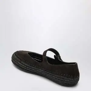 Loewe Suede And Raffia Mary Jane Shoes - Brown