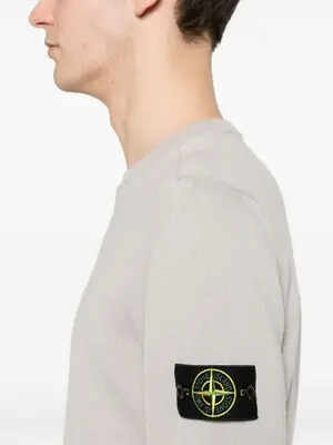 Stone Island Cotton Crewneck Sweater With Logo Patch - Multicolor