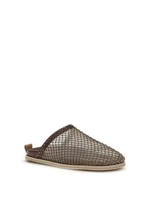 FORTE_FORTE Mesh Mules With Rhinestones - Brown