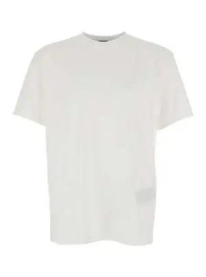 Giorgio Armani T-shirt With Embroidered Logo On The Front In Cotton - Multicolor