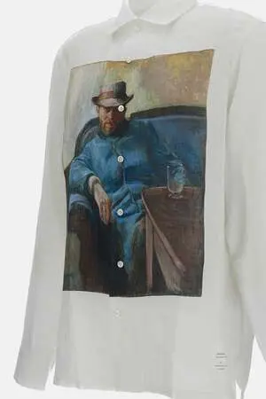 Junya Watanabe Linen Shirt With Printed Front - Multicolor