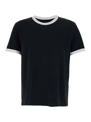 A.p.c. Black Crewneck T-shirt With Contrasting Details In Cotton - Multicolor