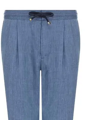 Brunello Cucinelli Linen Trousers With Drawstring And Double Pleats