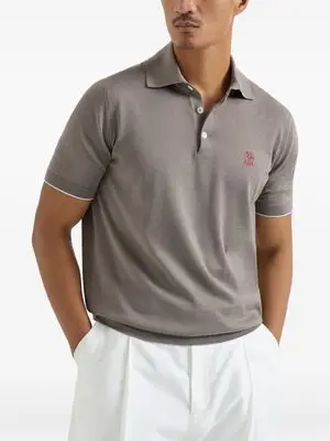 Brunello Cucinelli Logo Cotton Polo Shirt - Multicolor