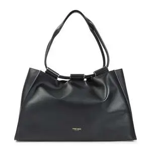 Giorgio Armani Leather Shopping Bag With Hoop Handles