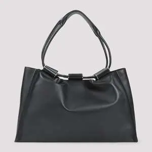 Giorgio Armani Leather Shopping Bag With Hoop Handles