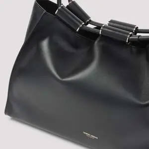 Giorgio Armani Leather Shopping Bag With Hoop Handles