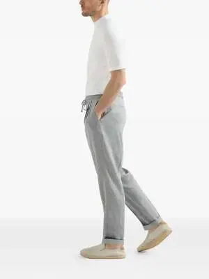 Brunello Cucinelli Linen Drawstring Double Pleat Trousers - Multicolor