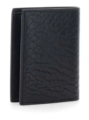 FERRAGAMO Black Bi-fold Wallet With Gancini Plaque On The Front In Leather
