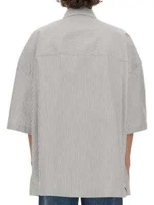 Bottega Veneta Striped Overshirt With Bv Embroidery