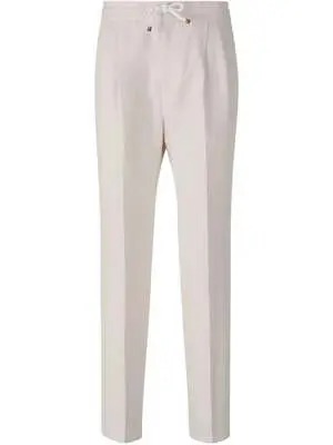 Brunello Cucinelli Linen Drawstring Double Pleated Trousers - Multicolor