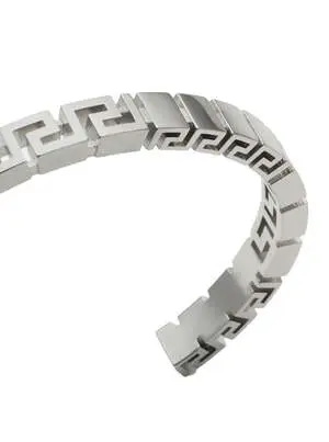 Versace Silver Brass Greca Cuff Bracelet