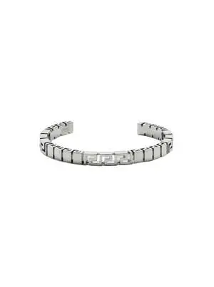 Versace Silver Brass Greca Cuff Bracelet - Multicolor