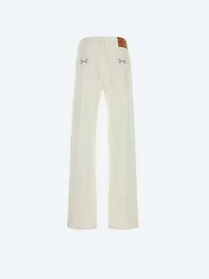 Gucci Loose Fit Cotton Pants White - Multicolor