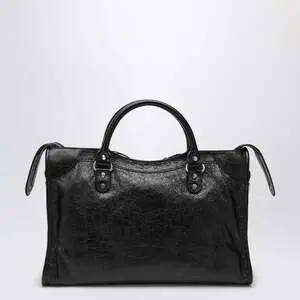 Balenciaga Le City Medium Bag In Arena Lambskin Leather - Black