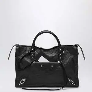 Balenciaga Le City Medium Bag In Arena Lambskin Leather - Black