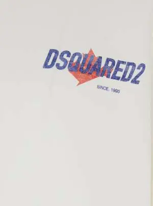 Dsquared2 White Crew Neck T-shirt With Logo Print On The Front In Cotton For