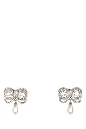 Alessandra Rich Embellished Metal And Pearl Drop Earrings