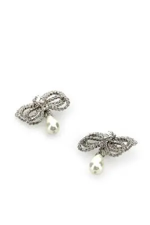 Alessandra Rich Embellished Metal And Pearl Drop Earrings