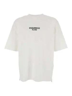 Dsquared2 Crew Neck T-shirt With Logo Lettering Print On The Front In Cotton For - Multicolor