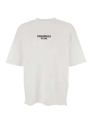 Dsquared2 Crew Neck T-shirt With Logo Lettering Print On The Front In Cotton For - Multicolor