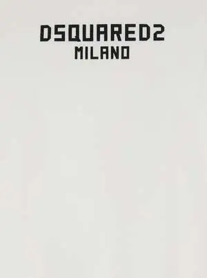 Dsquared2 Crew Neck T-shirt With Logo Lettering Print On The Front In Cotton For - White