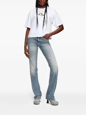 DIESEL® Cotton Boxy T-shirt With Oval D Logo Plaque
