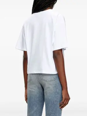 DIESEL® Cotton Boxy T-shirt With Oval D Logo Plaque