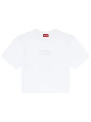 DIESEL® Cotton Boxy T-shirt With Oval D Logo Plaque - Multicolor