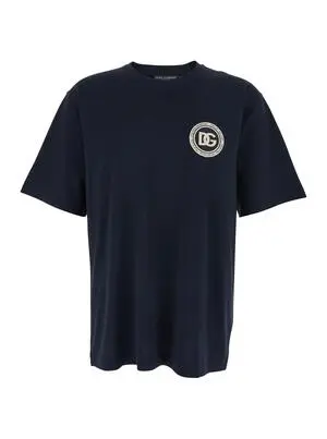 Dolce & Gabbana Dolce & Gabbana Men Blue T-Shirt With Logo Embroidery On The Front For Men Multicolor