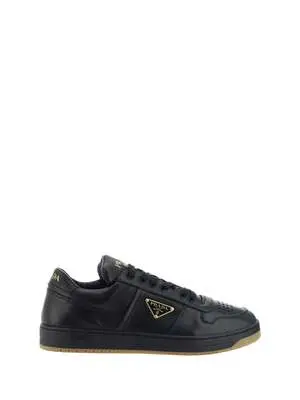 Prada Downtown Leather Lace-up Sneakers - Black