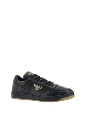 Prada Downtown Leather Lace-up Sneakers - Black