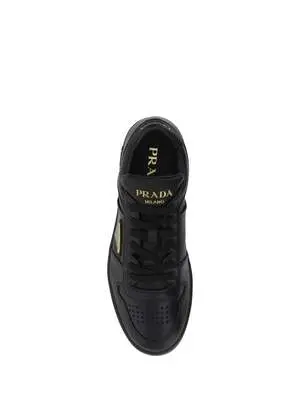Prada Downtown Leather Lace-up Sneakers - Black