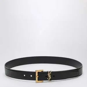 Saint Laurent Cassandre Belt In Smooth Leather - Black