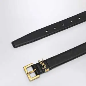 Saint Laurent Cassandre Belt In Smooth Leather - Black