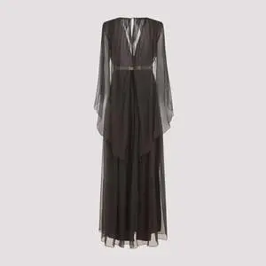 Alberta Ferretti Long Chiffon Dress - Brown