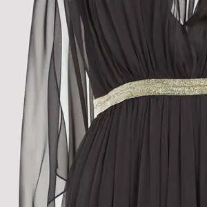 Alberta Ferretti Long Chiffon Dress - Brown