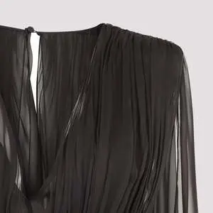 Alberta Ferretti Long Chiffon Dress - Brown