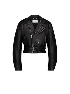Saint Laurent Lambskin Leather Belted Jacket - Multicolor